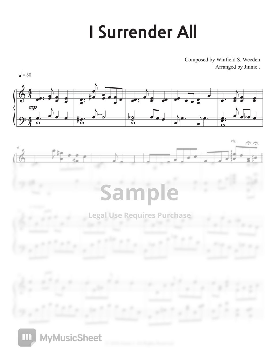 Hymn - I Surrender All (내게 있는 모든 것을) (Hymn Arrangement) Blad by Jinnie J