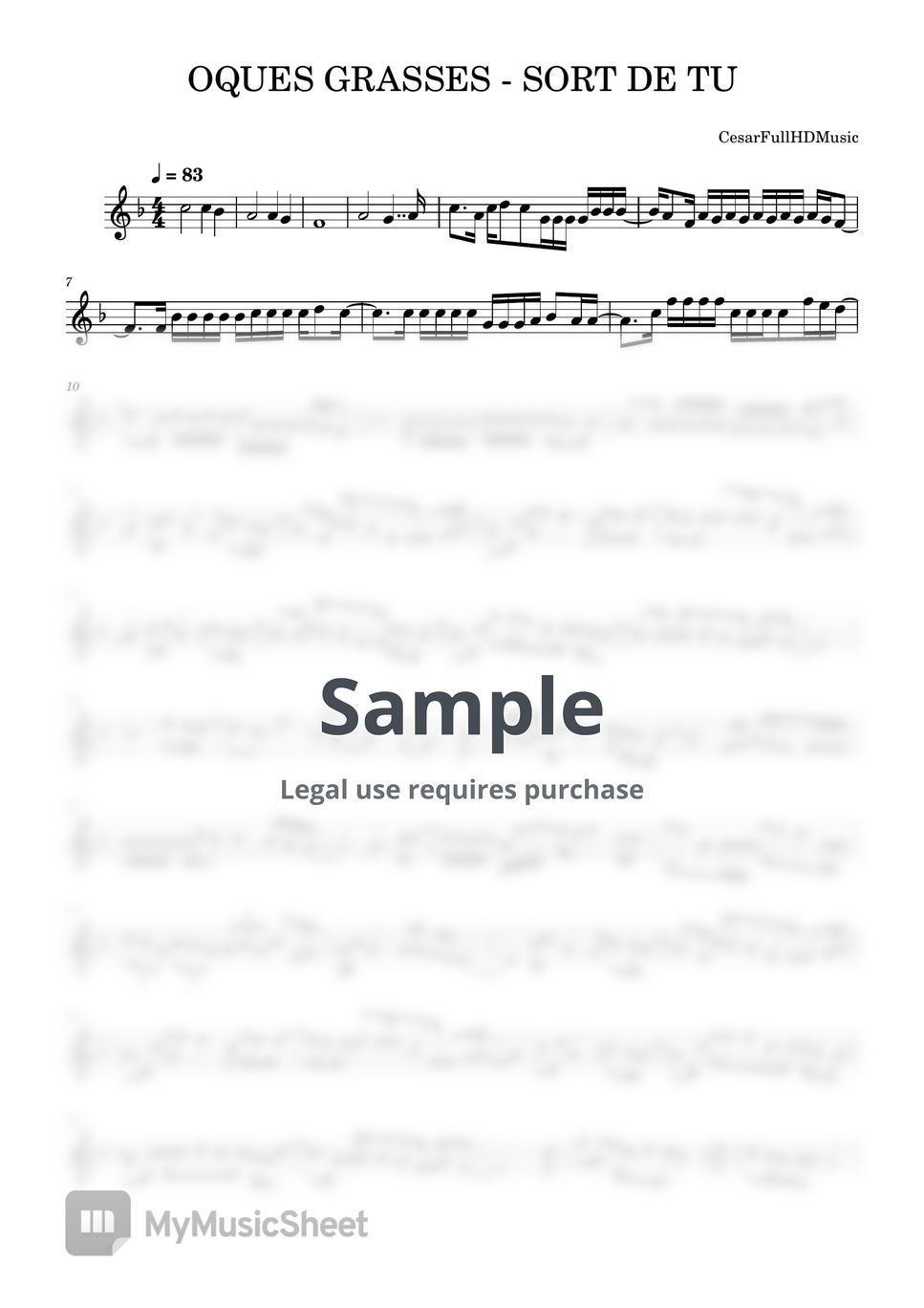 OQUES GRASSES - SORT DE TU Sheet Music