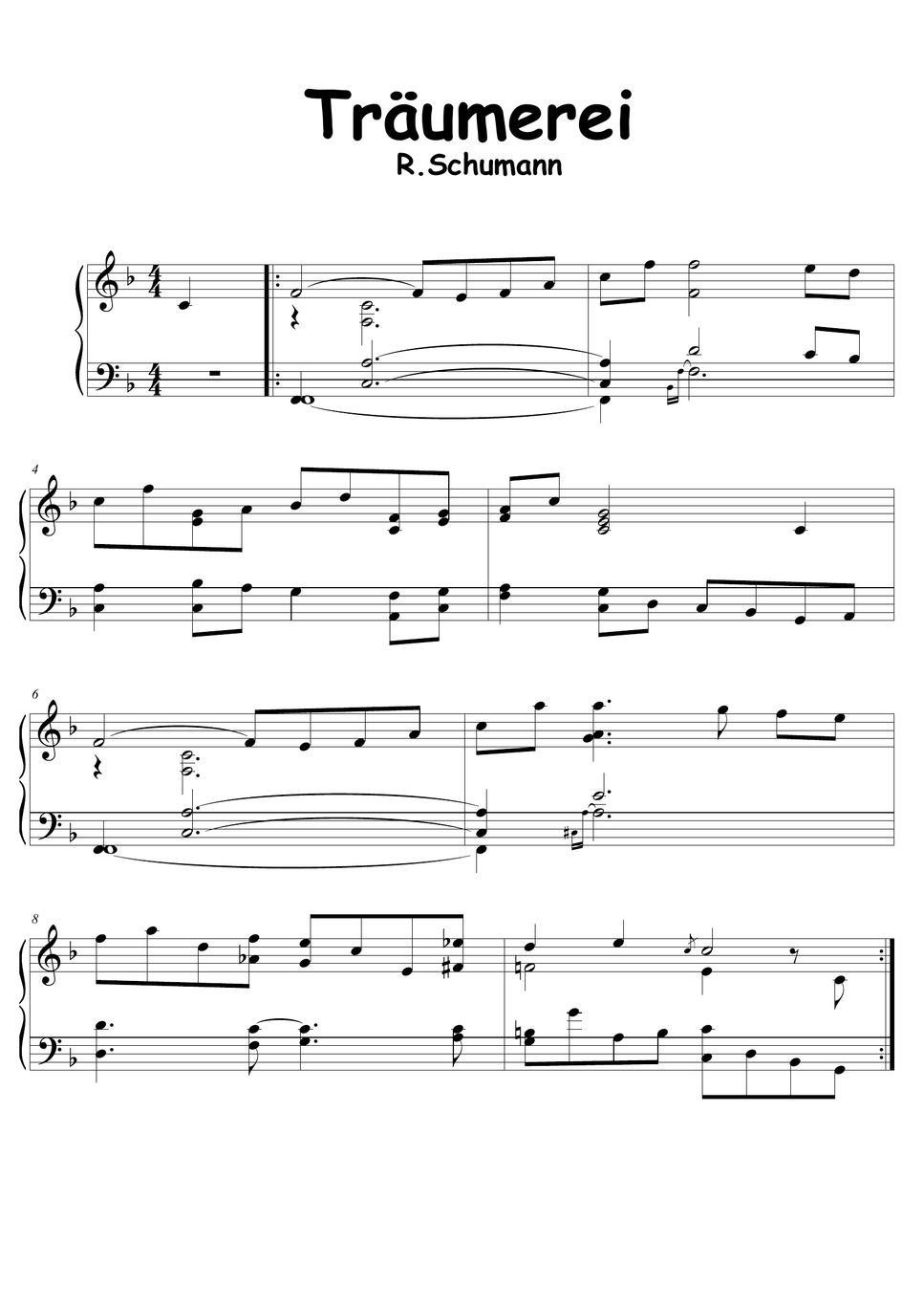 Schumann - Traumerei(트로이메라이) Sheet by 3분피아노