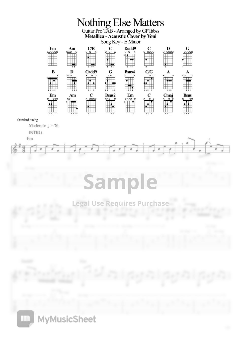 Metallica Nothing Else Matters Guitar Chords