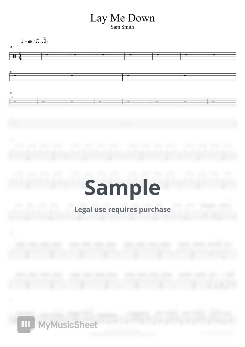 Sam Smith - Lay Me Down Sheet Music by COPYDRUM