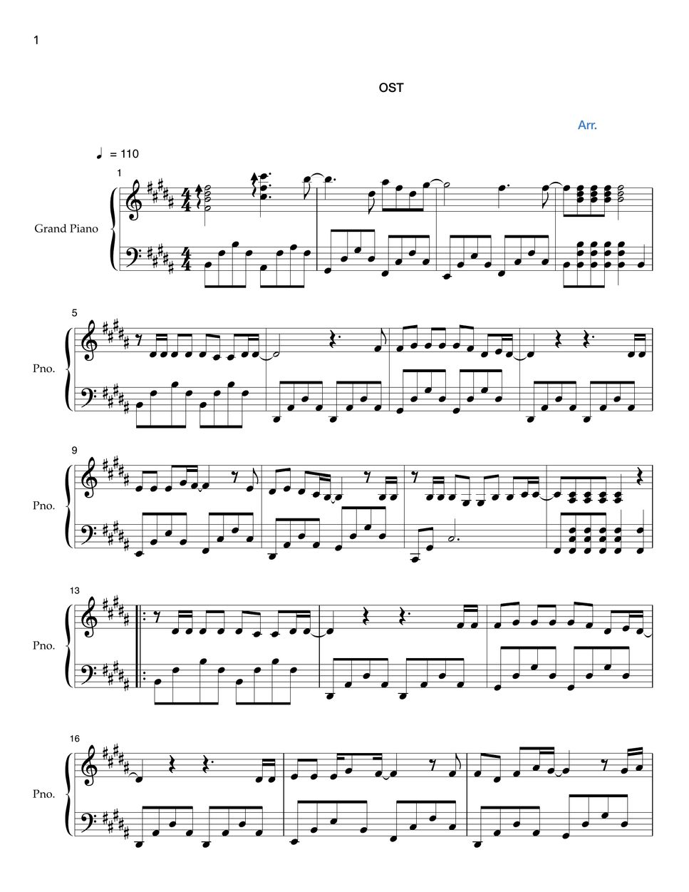 장범준 흔들리는 꽃들 속에서 네 샴푸향이 느껴진거야 멜로가 체질 Ost Sheet By Lullu Nyannya
