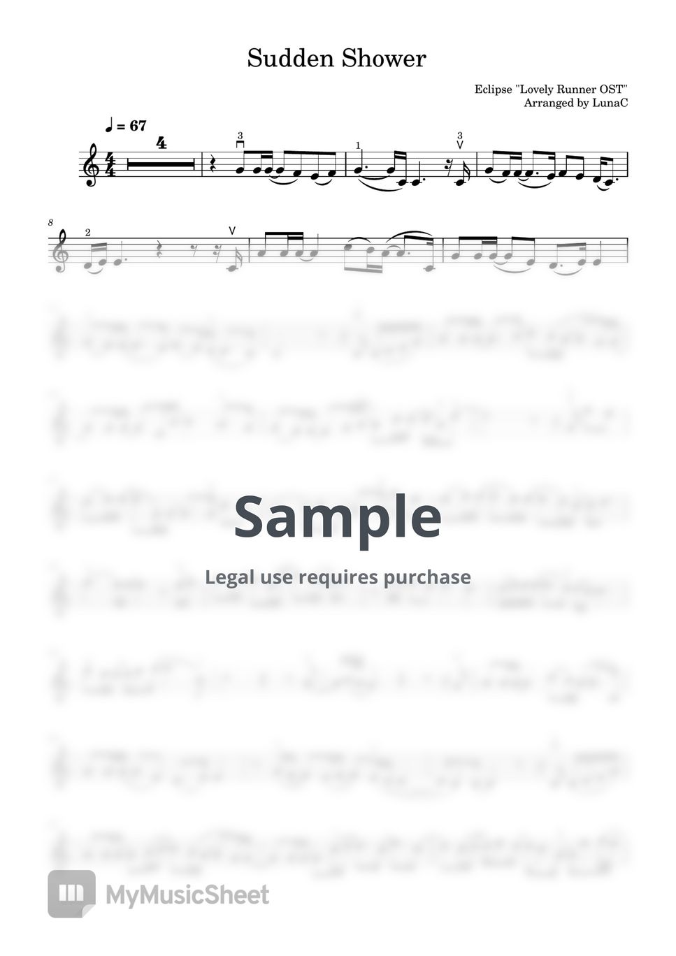 Eclipse - Sudden Shower (Lovely Runner OST) Sheet Music by LunaC