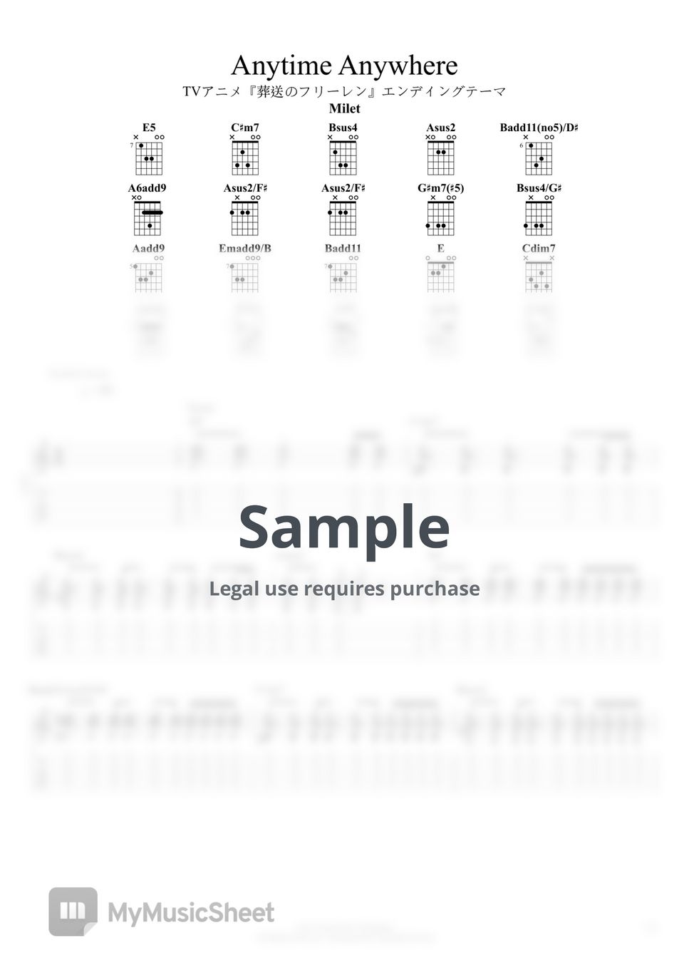 Milet - Anytime Anywhere Sheets by Milet