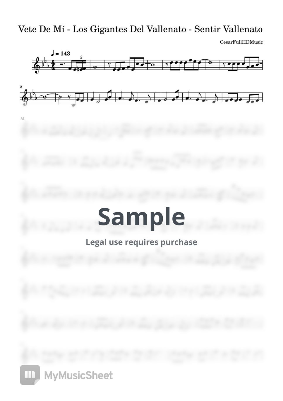 Los Gigantes Del Vallenato - Sentir Vallenato - Vete De Mí Sheet Music