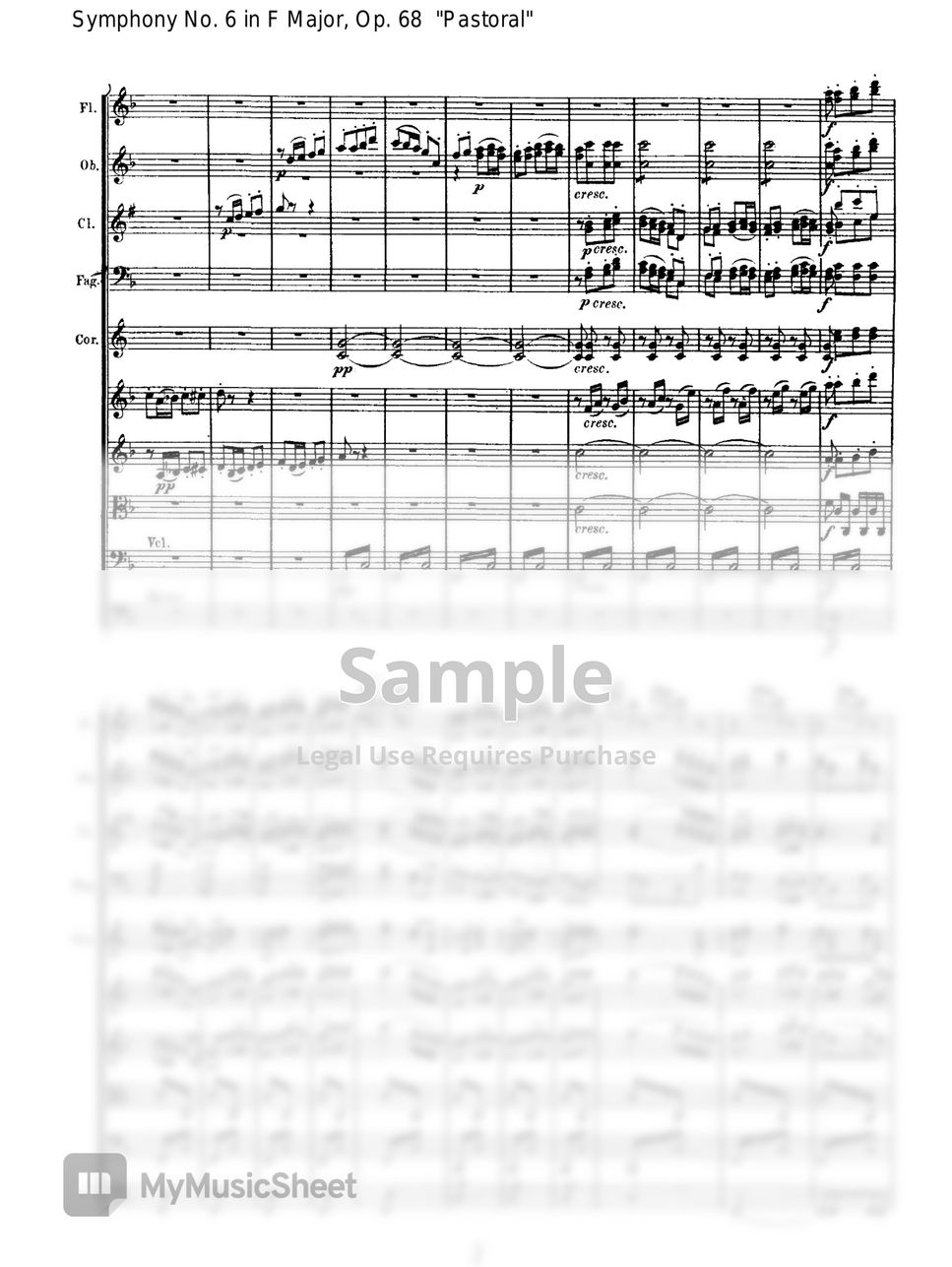 L. V. Beethoven - Symphony No. 6 in F major (Pastoral Symphony) Sheets ...