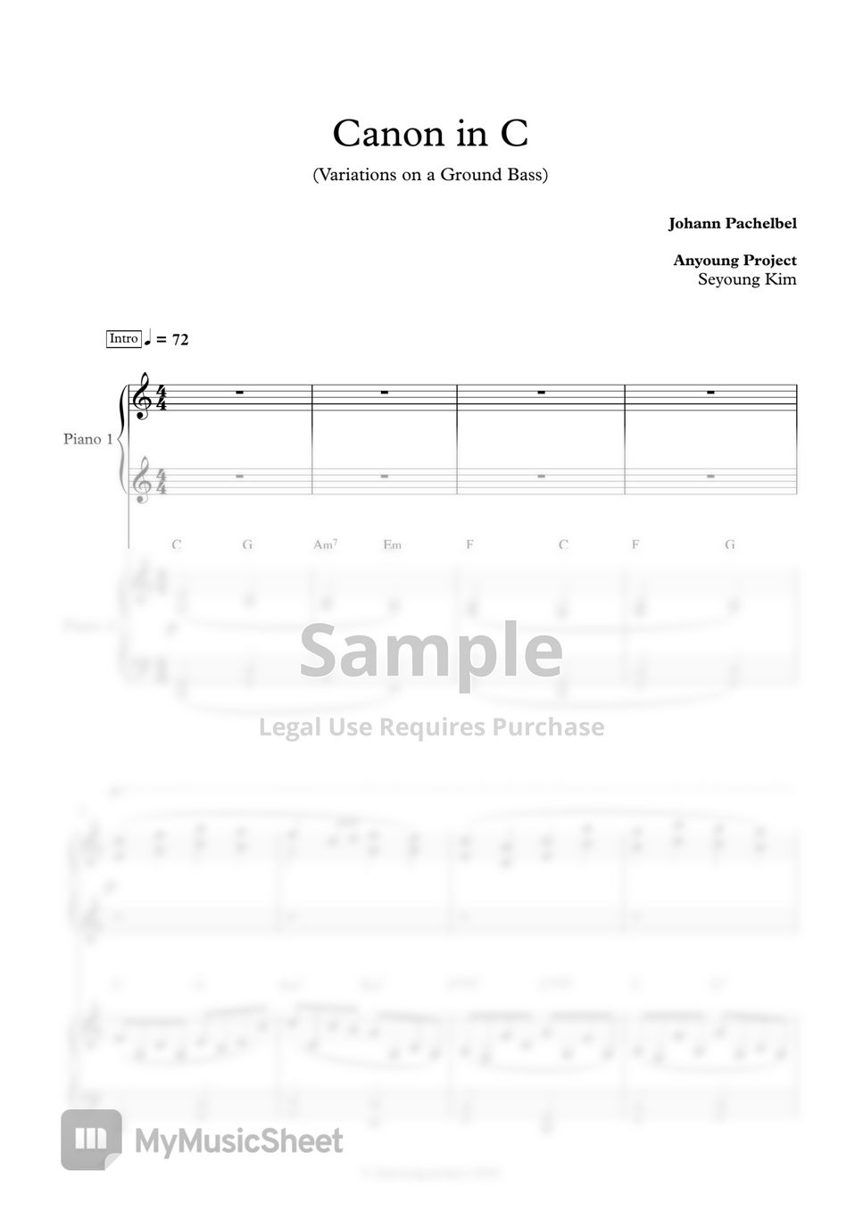 Pachelbel - Canon in C Partitura by Anyoung Project