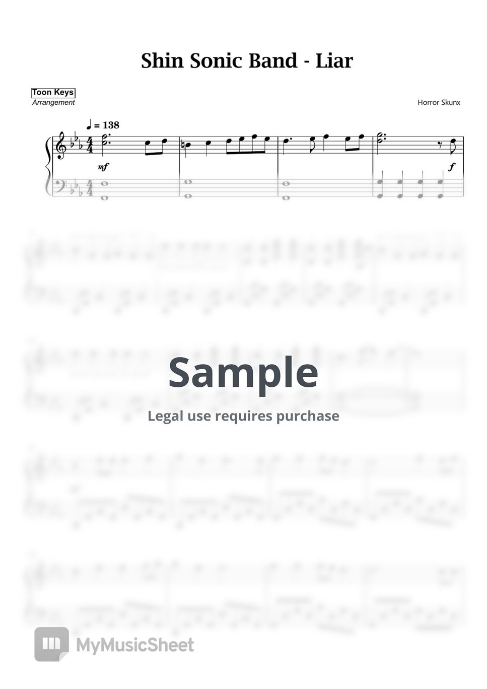 Shin Sonic - Liar Nota by Toon Keys