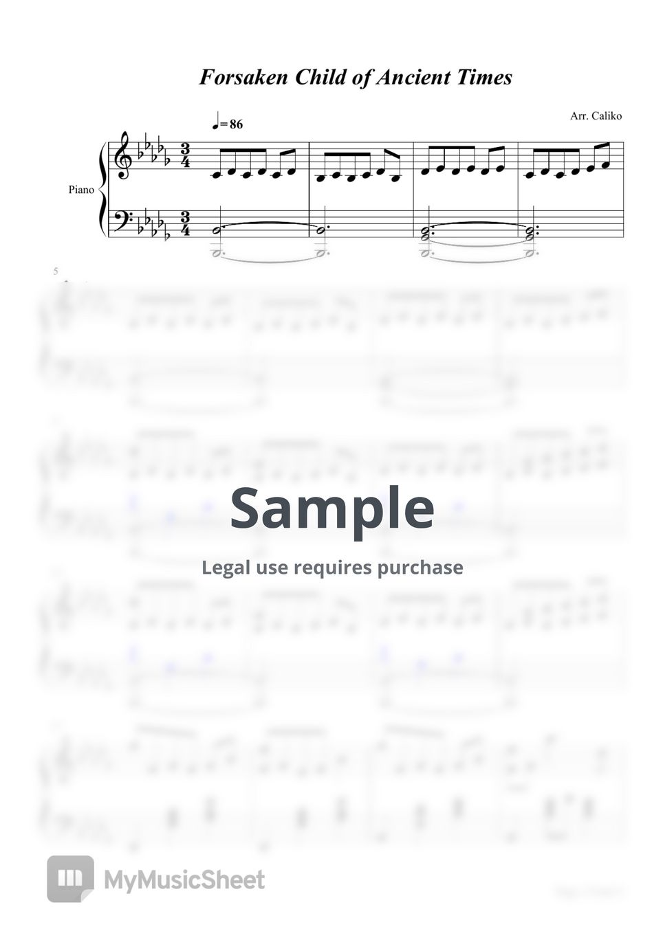 Yu-Peng Chen - Forsaken Child of Ancient Times (Genshin Impact BGM) Sheet Music by dogemusic