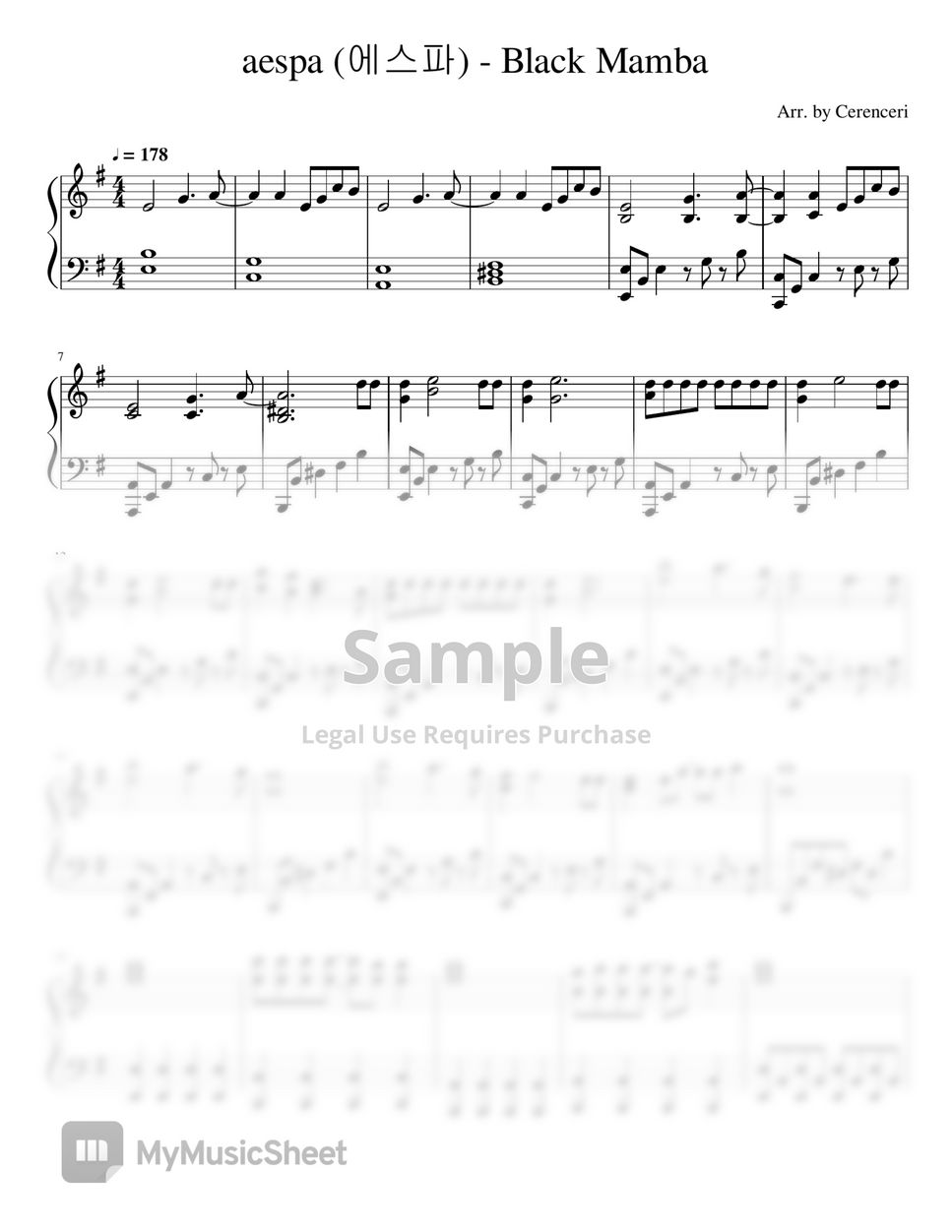 aespa (에스파) - Black Mamba (The Debut Stage) Sheet Music by Cerenceri
