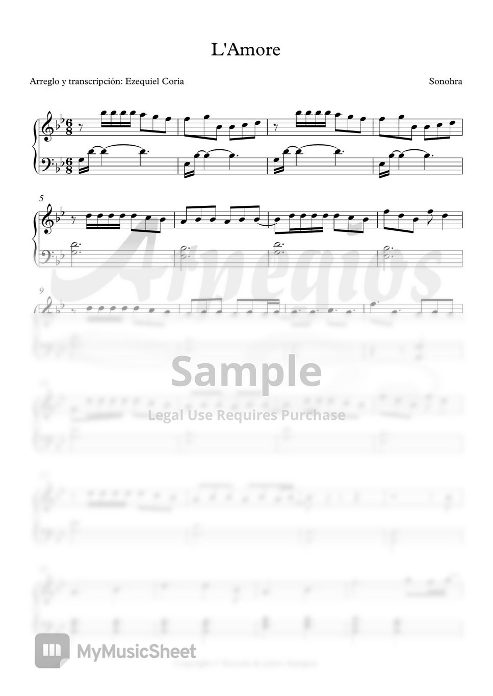 Sonohra - L'Amore Sheet Music by Ezequiel Coria