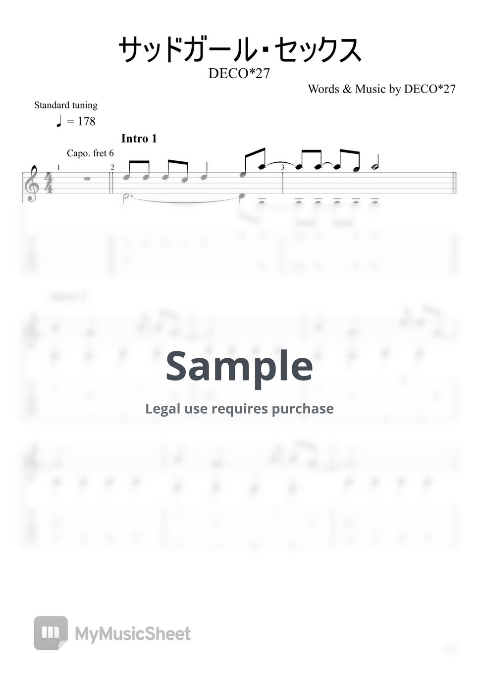 Deco27 Sad Girl Sex Fingerstyle Sheets By U3danchou