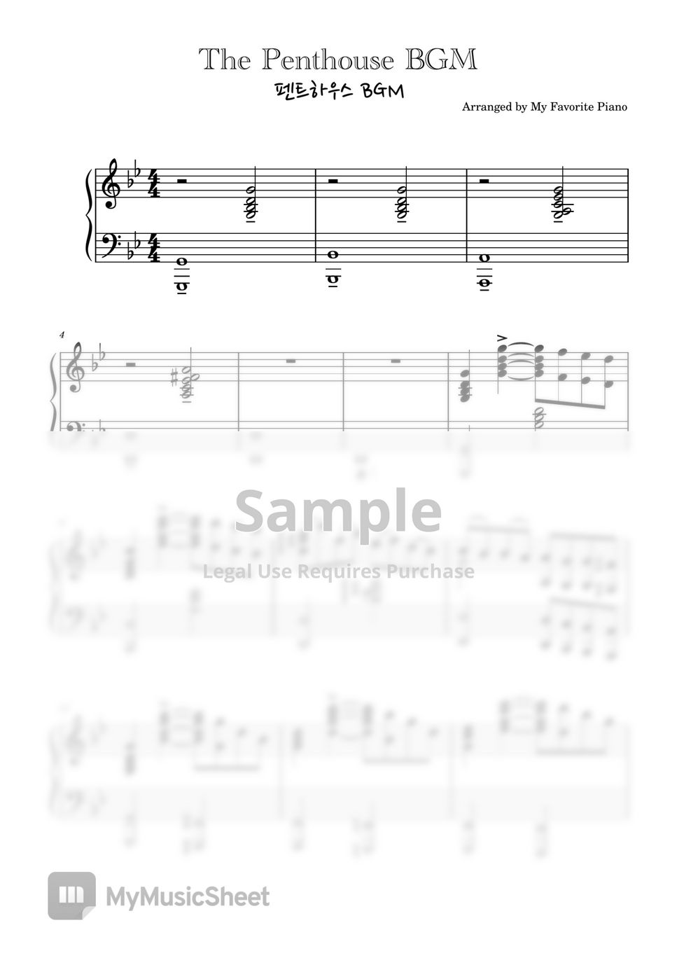 Penthouse OST - BGM Sheets by My Favorite Piano