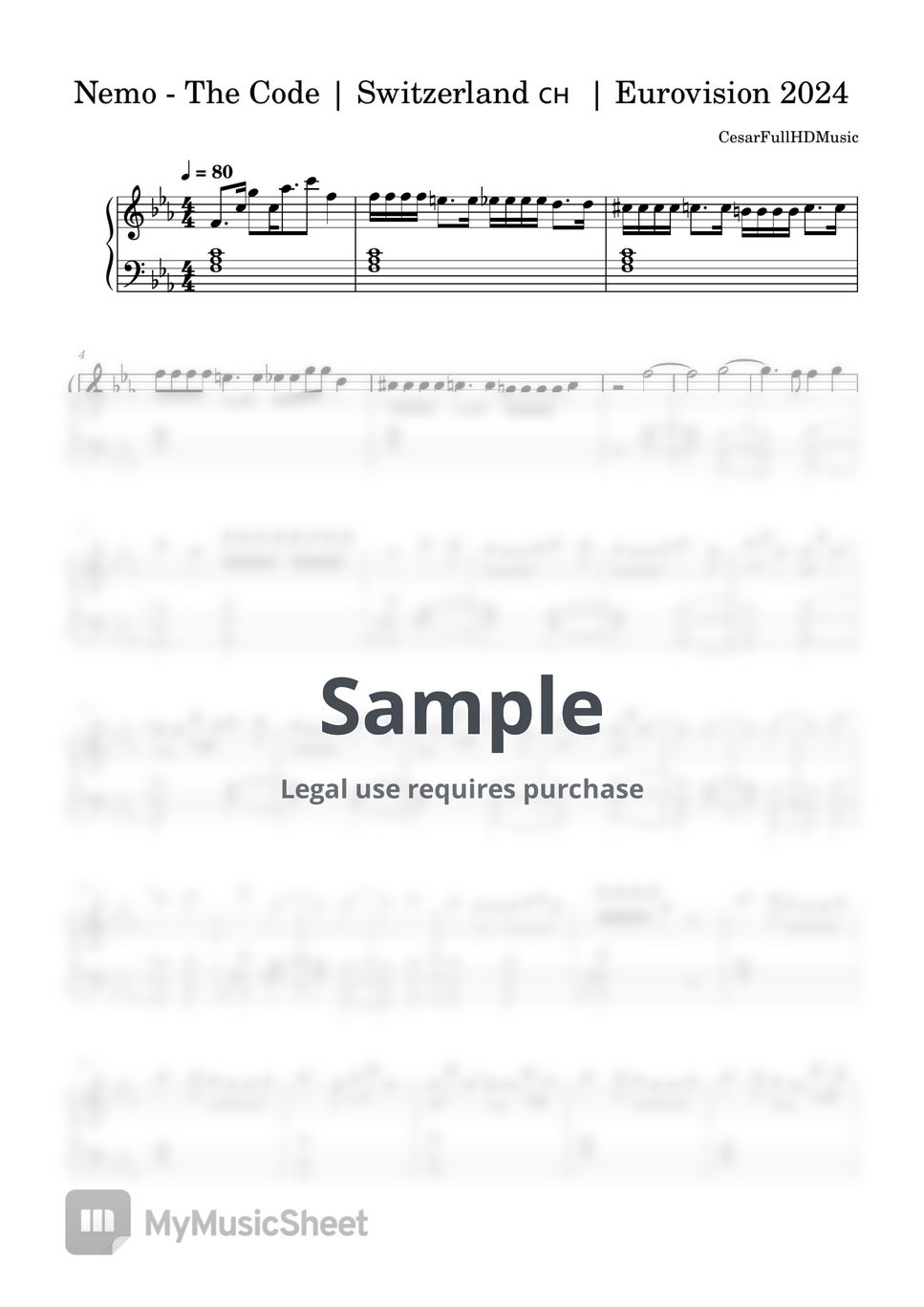 Nemo - The Code - Switzerland 🇨🇭 - Eurovision 2024 Sheet Music