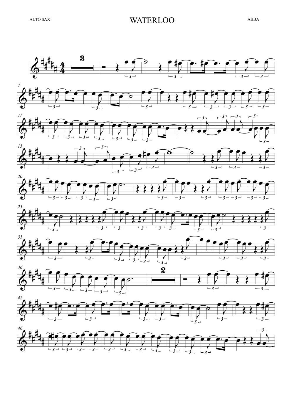 WATERLOO - ABBA Sheet by ISMAEL DORADO