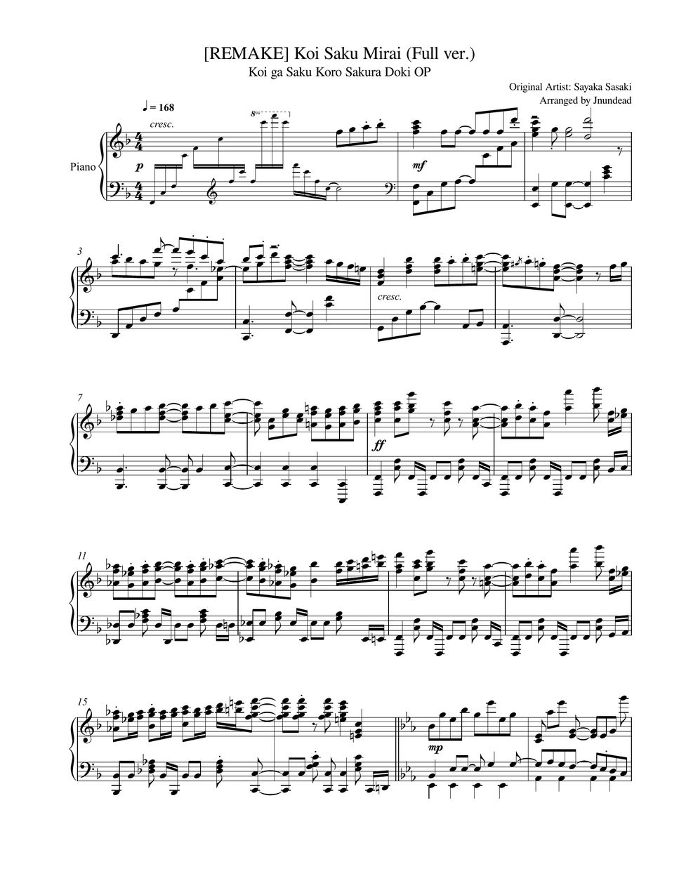 Sayaka Sasaki - [REMAKE] Koi Saku Mirai (Full ver.) Sheets by Jnundead