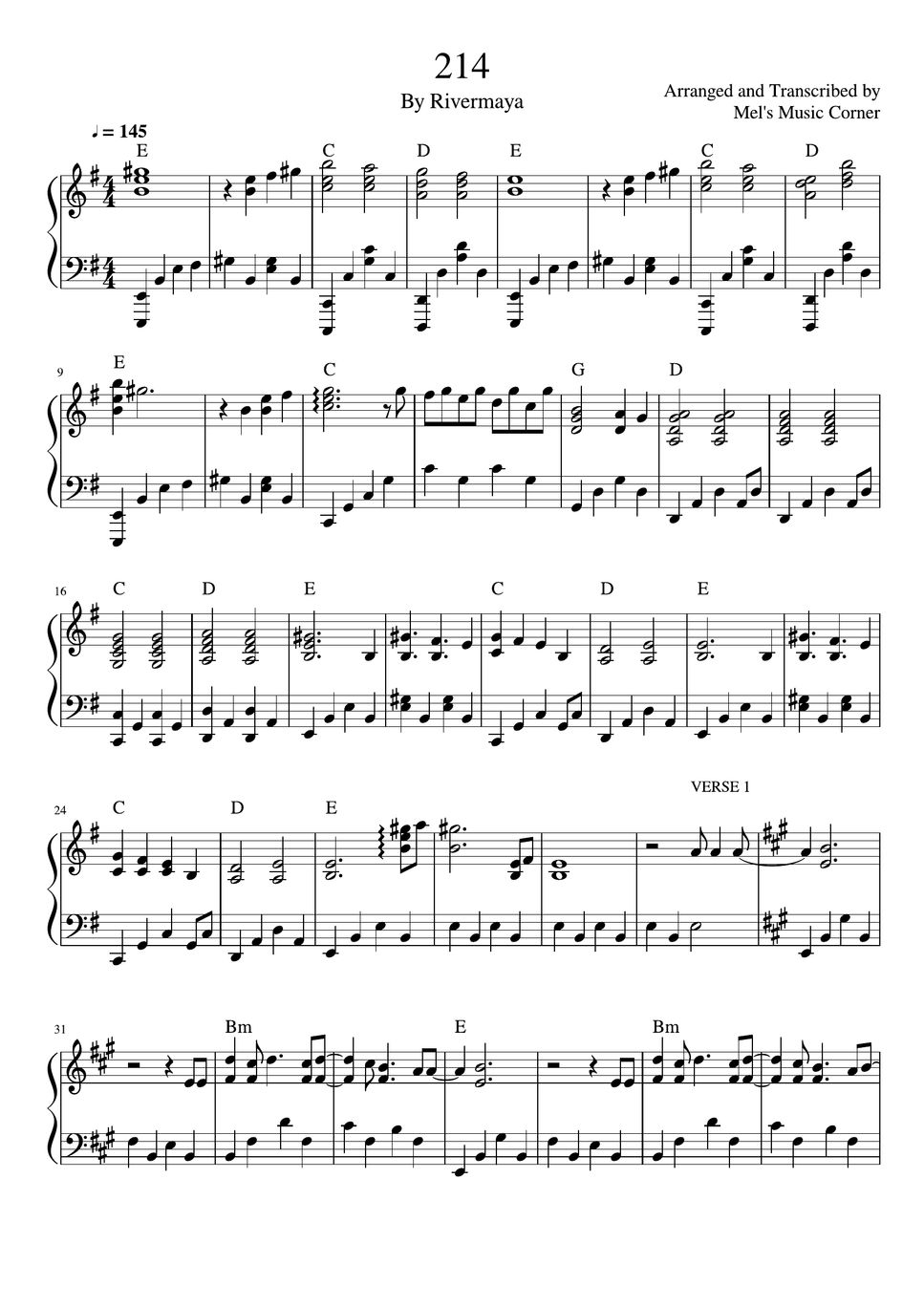 Rivermaya - 214 (piano sheet music) Sheet by Mel's Music Corner