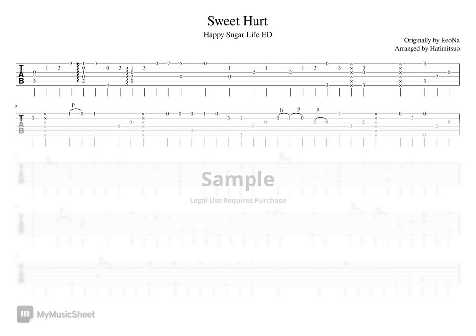 ReoNa - Sweet Hurt (From "Happy Sugar Life" ED) 樂譜 by Hatimitsuo