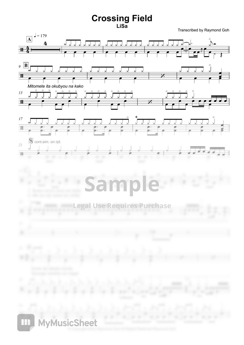 LiSa - Crossing Field (Sword Art Online OP 1) Sheet Music by Raymond Gon