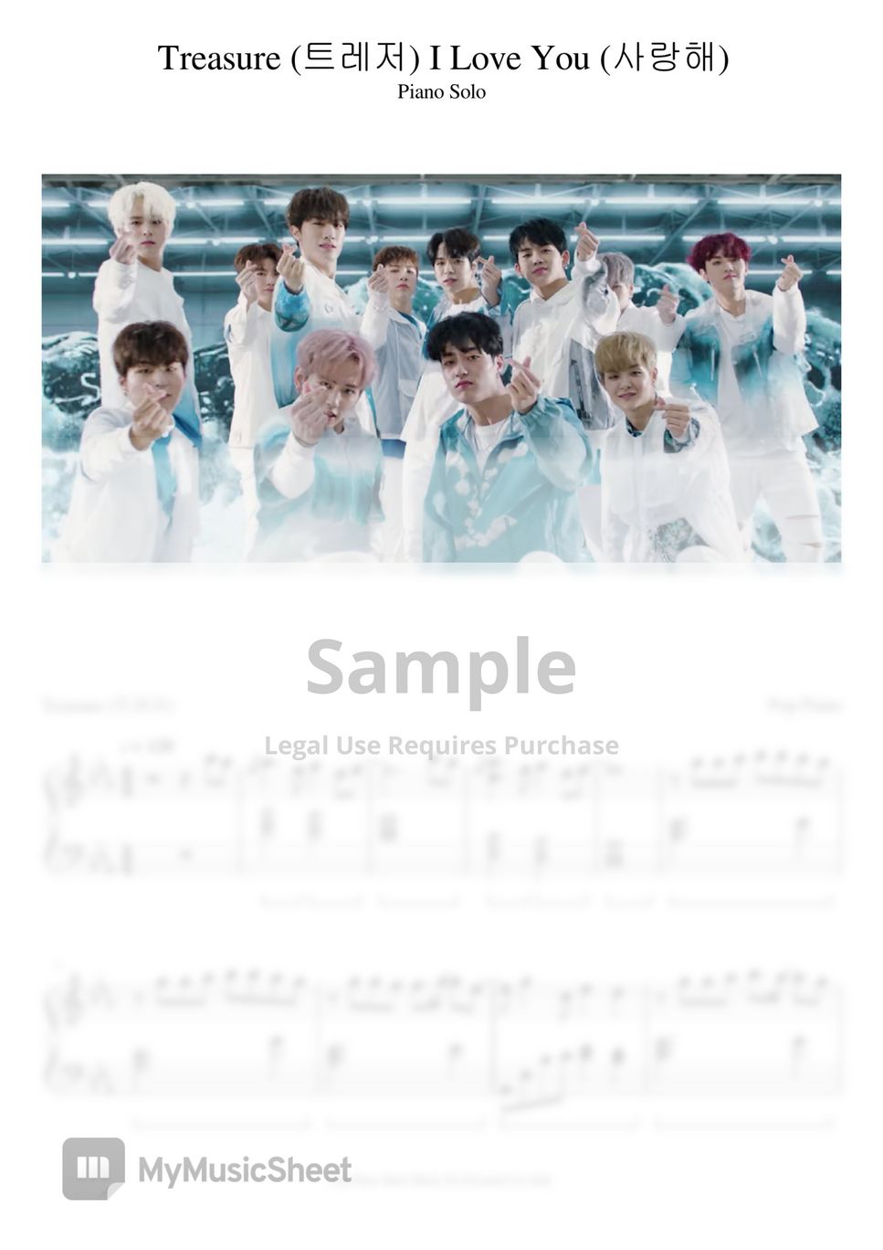 Treasure (트레저) - I Love You (사랑해) Partitura by Pop Piano