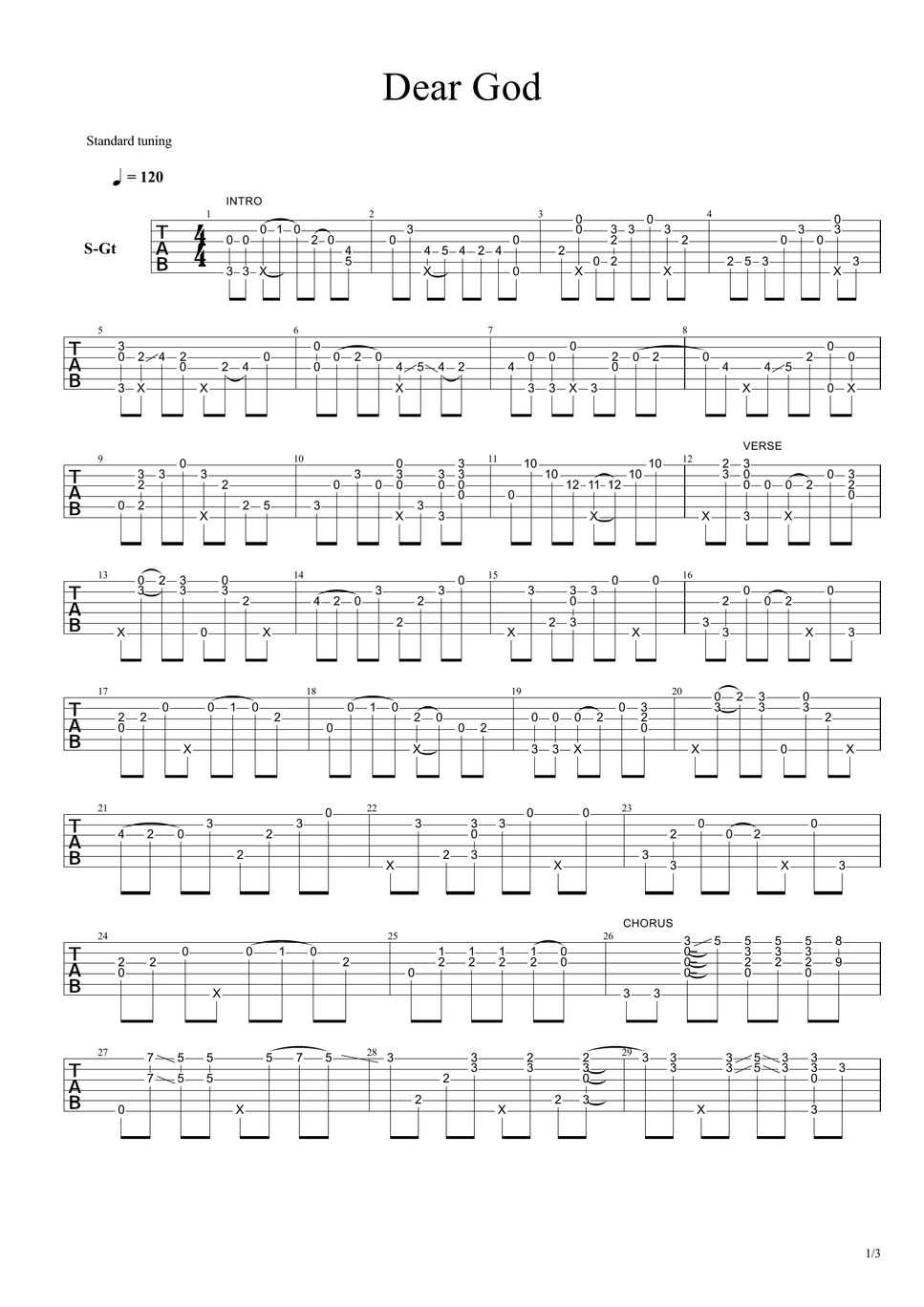 Avenged Sevenfold - Dear God Sheets by vvxoFingerstyleTab