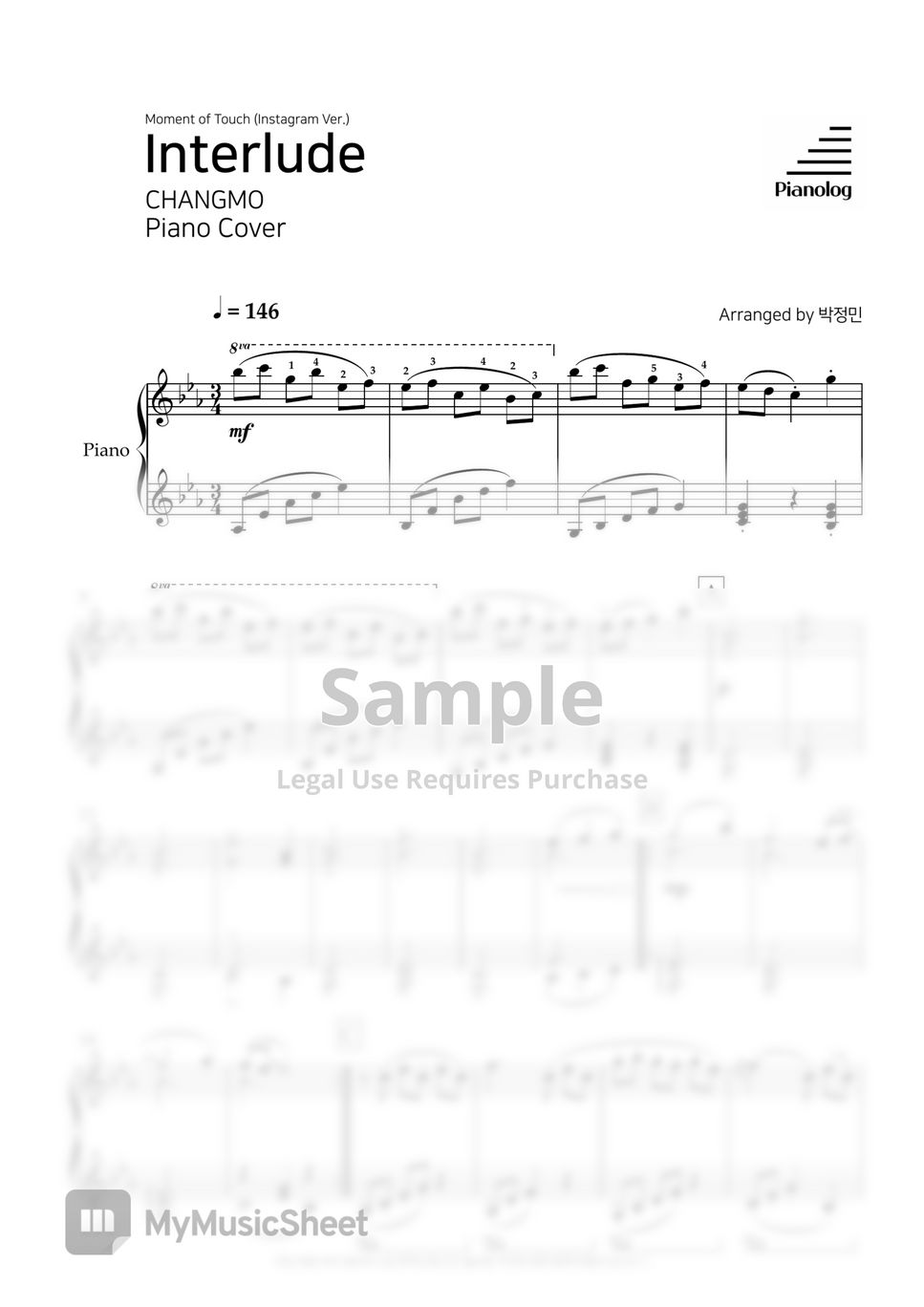 CHANGMO - Interlude (instagram ver) Partitura by Pianolog Crew