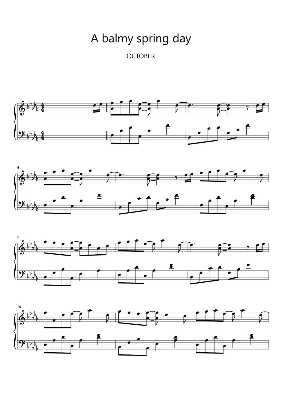 악토버 (OCTOBER) - A balmy spring day (Sheet Music, MIDI,) Bản nhạc by sayu