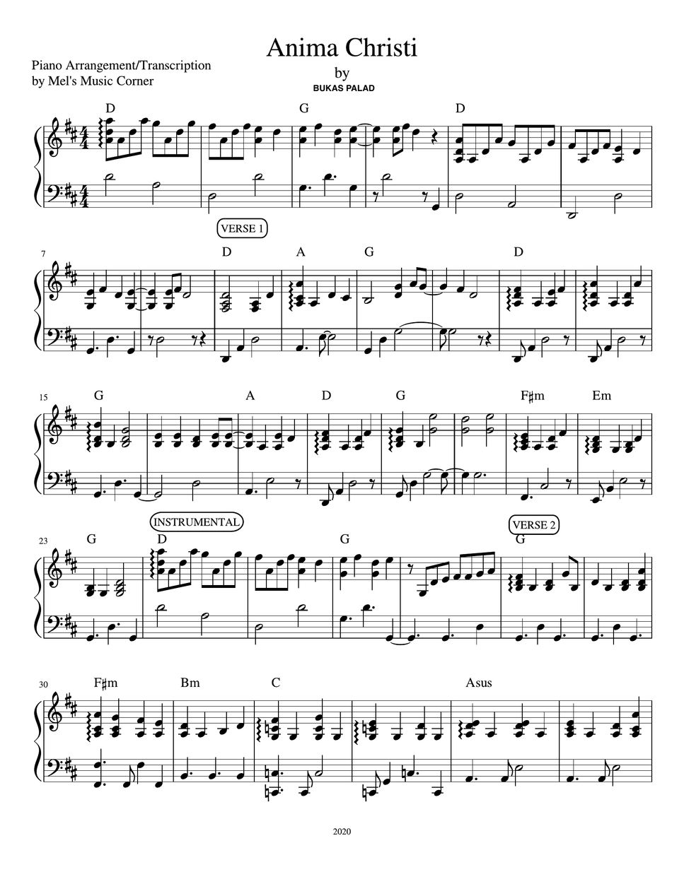 Bukas Palad - Anima Christi Sheet by Mel's Music Corner