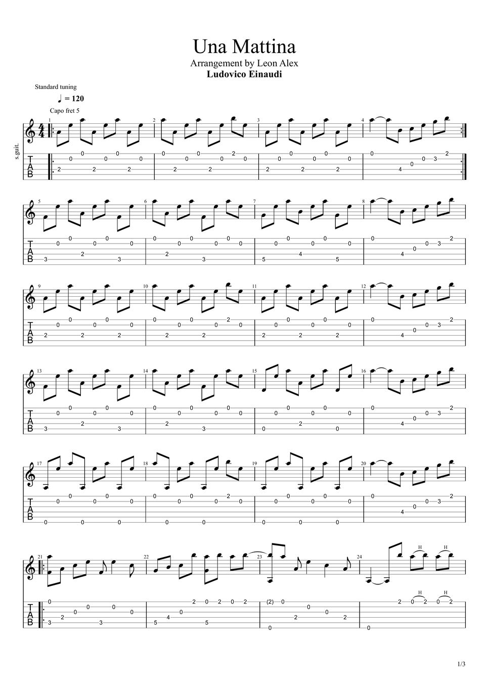 Ludovico Einaudi - Una Mattina (From "The Intouchables") (Fingerstyle ...