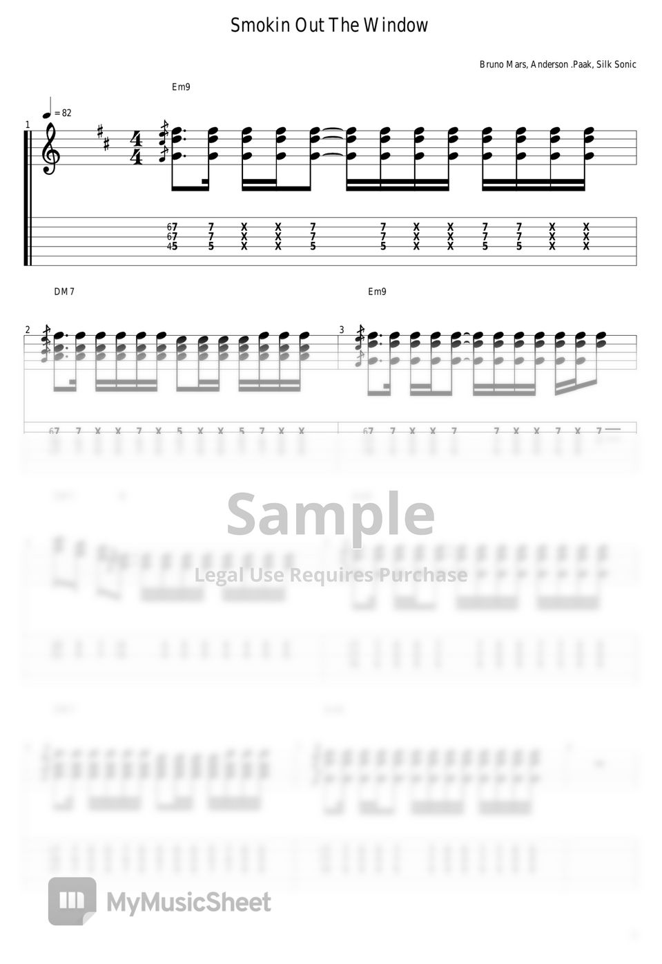 Bruno Mars, Anderson .Paak, Silk Sonic - Smokin Out The Window Tab ...