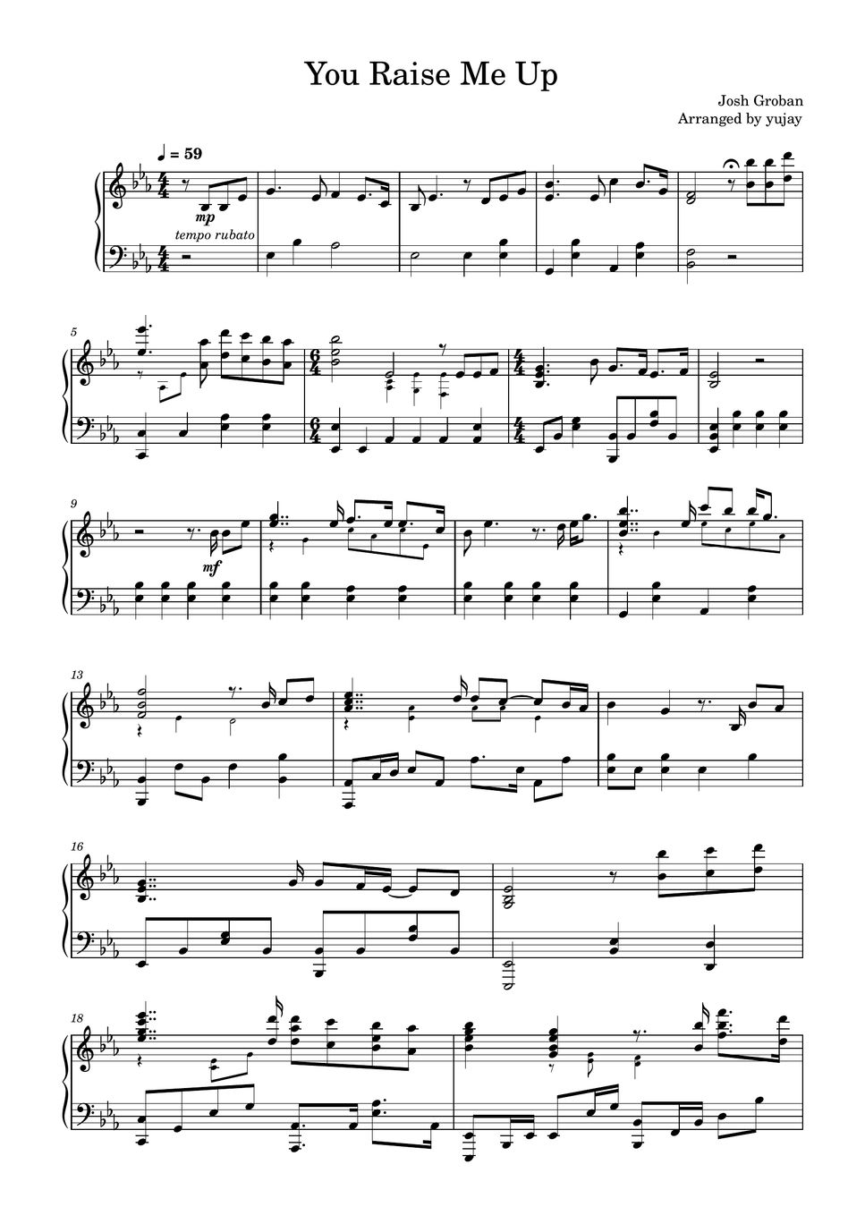 Josh Groban - You Raise Me Up Sheets by yujay