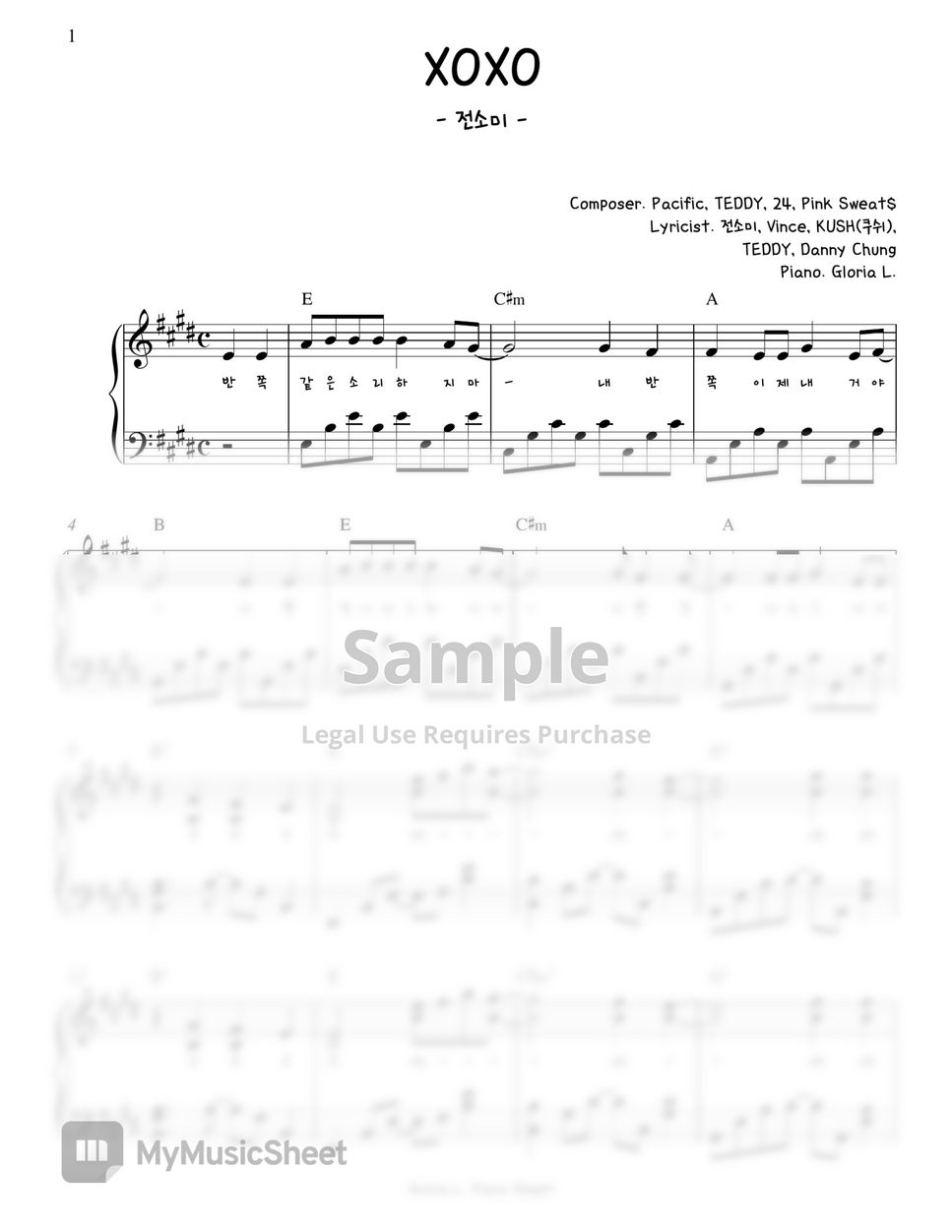 전소미 (JEON SOMI) - XOXO Sheet Music by Gloria L.
