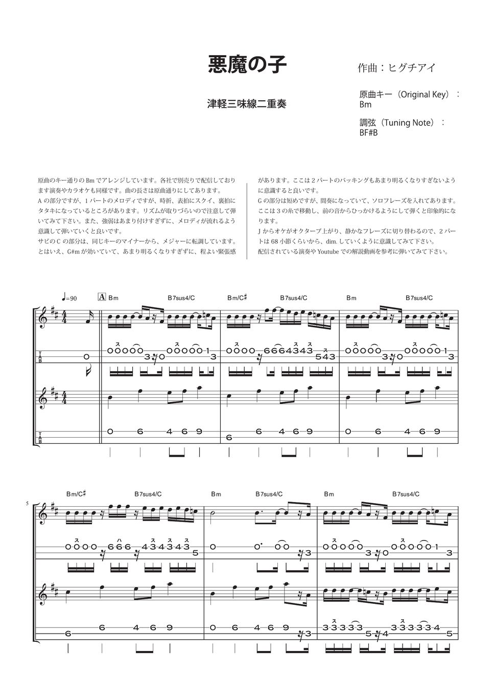 Higuchi Ai - Akuma no ko(Tsugaru syamisen Deuxo) (Attack on Titan) Hoja ...