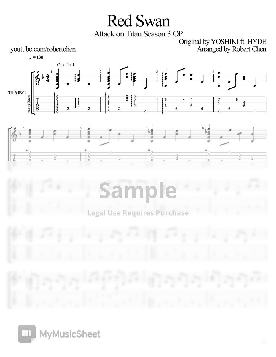 YOSHIKI ft. HYDE - Attack on Titan Season 3 OP - "Red Swan" Sheets by ...