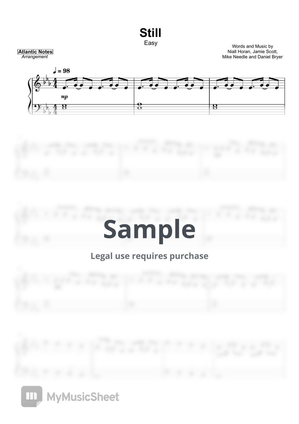 Niall Horan - Still Sheet Music by Atlantic Notes