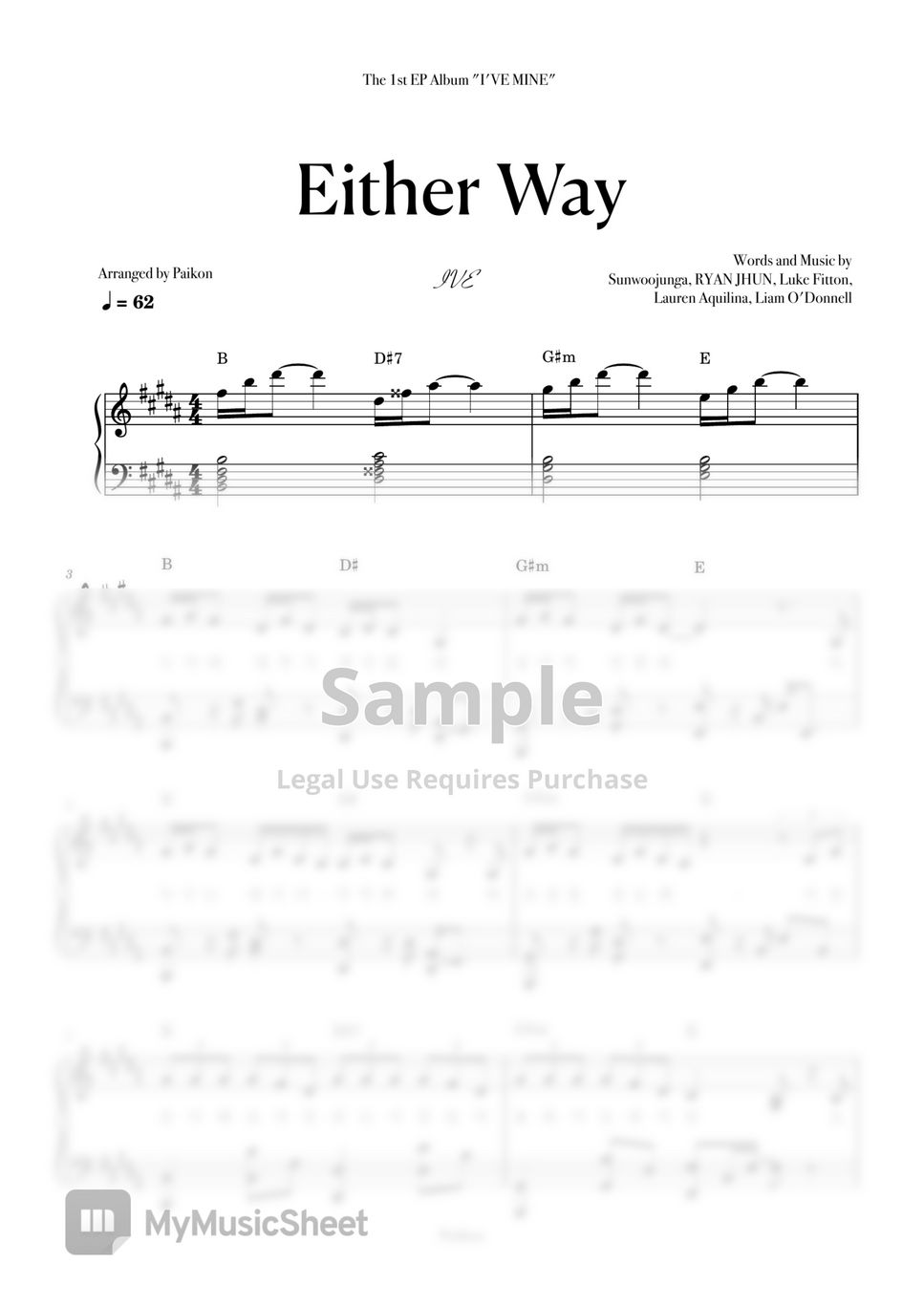 IVE - Either Way 악보 by Paikon