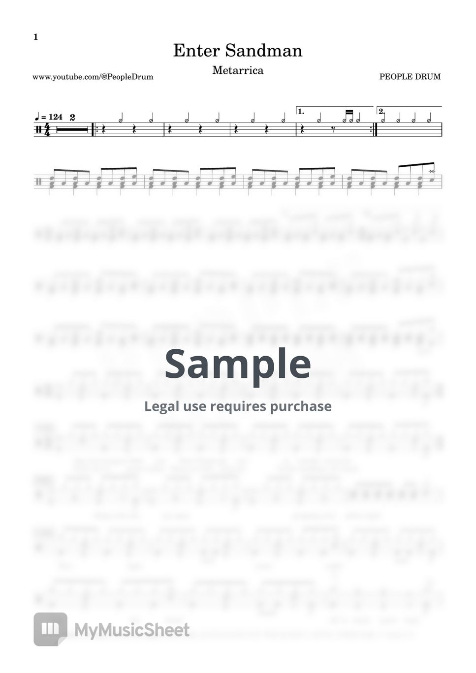 Metallica - Enter Sandman Sheet Music by Sung Eui Kim