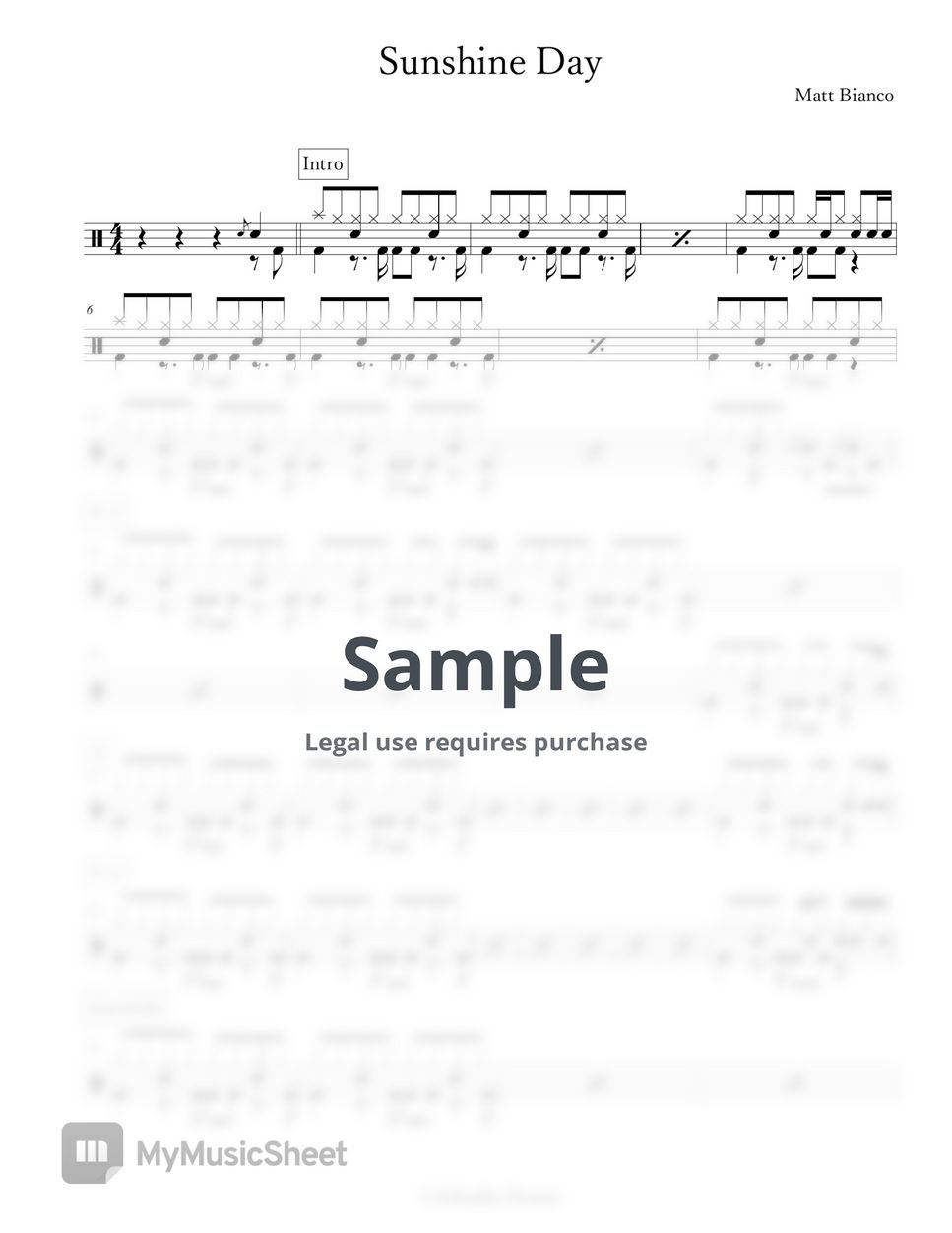 Matt Bianco - Sunshine Day Sheets by Arkadia Drums