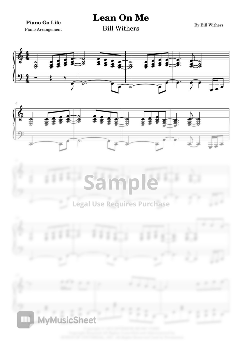 Bill Withers - Lean On Me Sheet Music by Piano Go Life