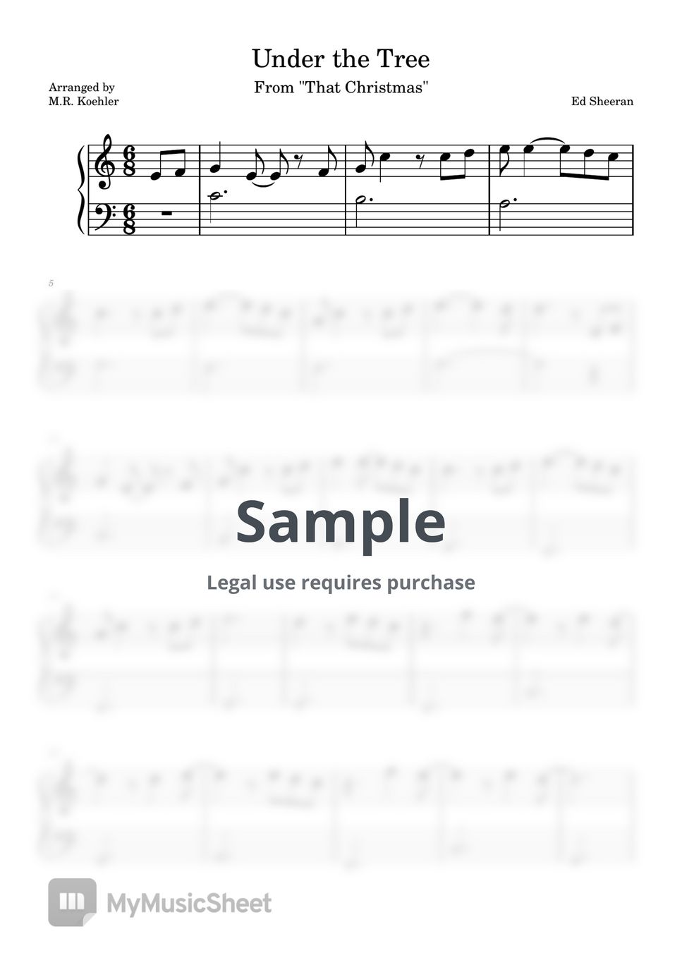 Ed Sheeran - Under the Tree (Easy Piano) Sheets by Marcia Rosa Koehler