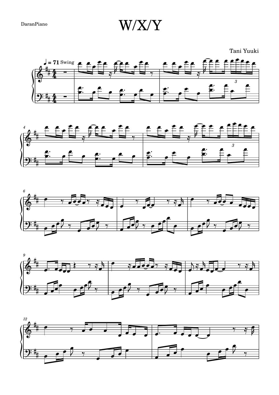 Tani Yuuki - W/X/Y Sheets by DaranPiano