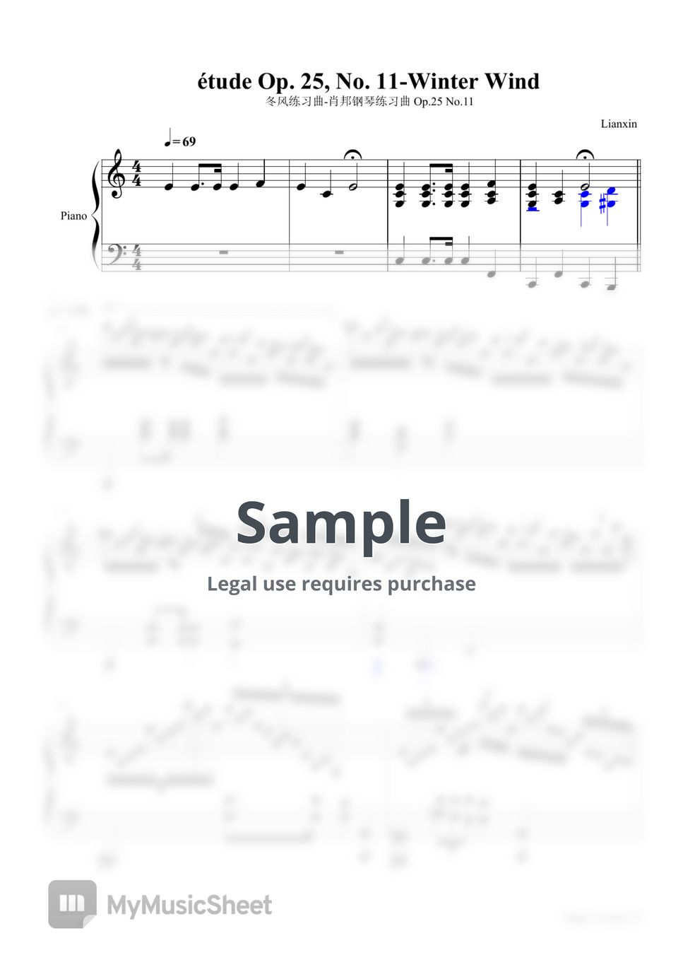 Frédéric Chopin - étude Op 25 No 11 (Winter Wind) 악보 by dogemusic