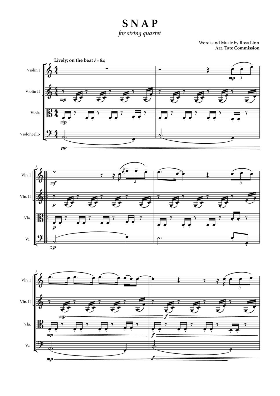 Rosa Linn - SNAP (string quartet) Sheets by Tate Commission