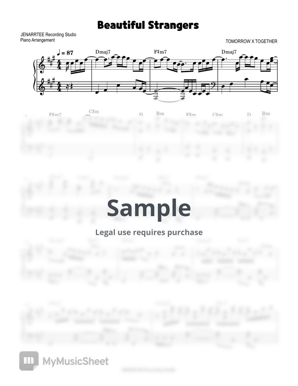 TOMORROW X TOGETHER - Beautiful Strangers Piano Sheet Music PDF | JENARRTEE Recording Studio ...