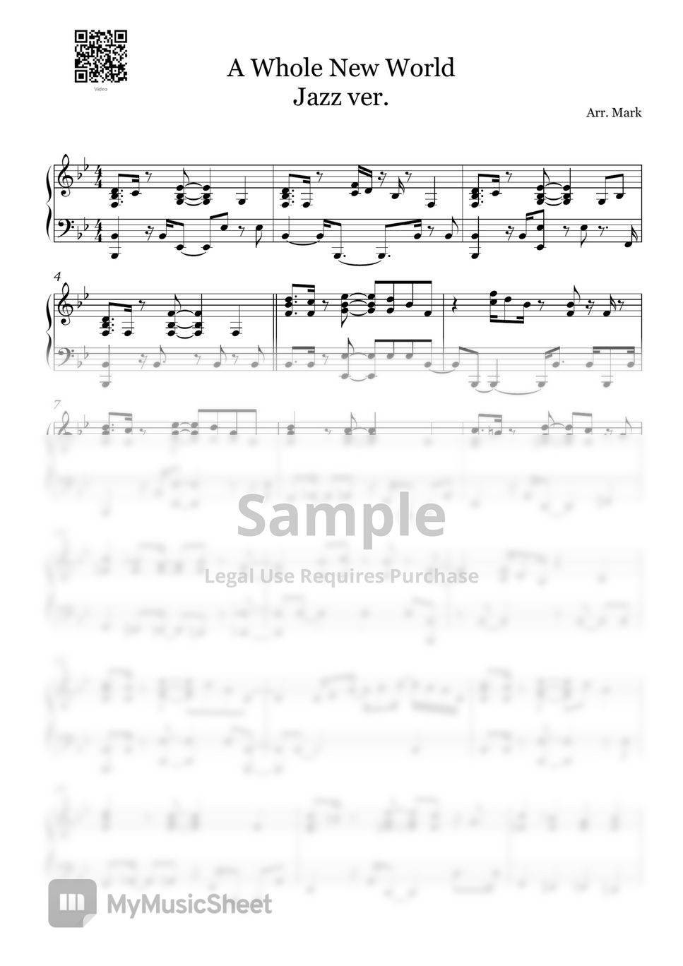 ZAYN, Zhavia Ward - A Whole New World Jazz (Aladdin OST) Notenblatt by ...