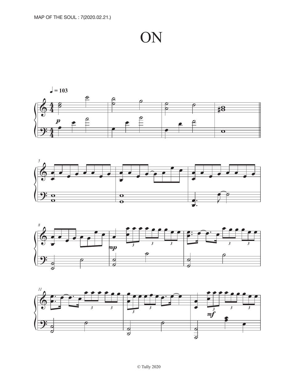 BTS - ON (방탄소년단) Sheets by Tully Piano