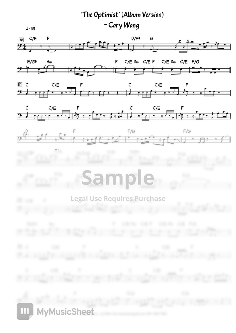 Cory Wong - The Optimist (Album Version) (베이스 타브 악보입니다.) Tab + 1staff ...