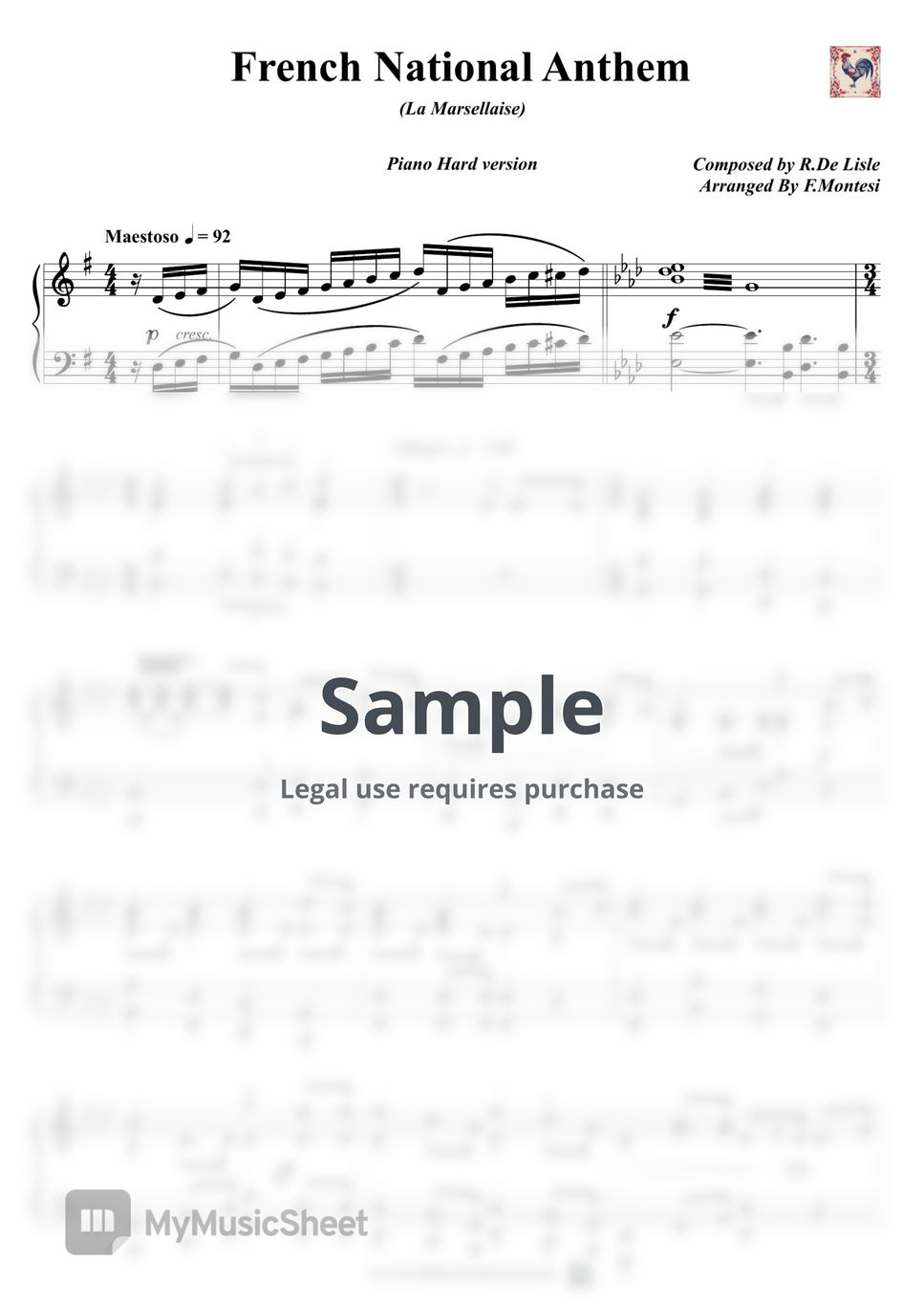 C.De Lisel - French National Anthem (La Marsellaise) Sheets by F.Montesi