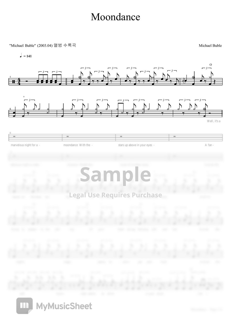 Michael Buble - Moondance Sheets by COPYDRUM