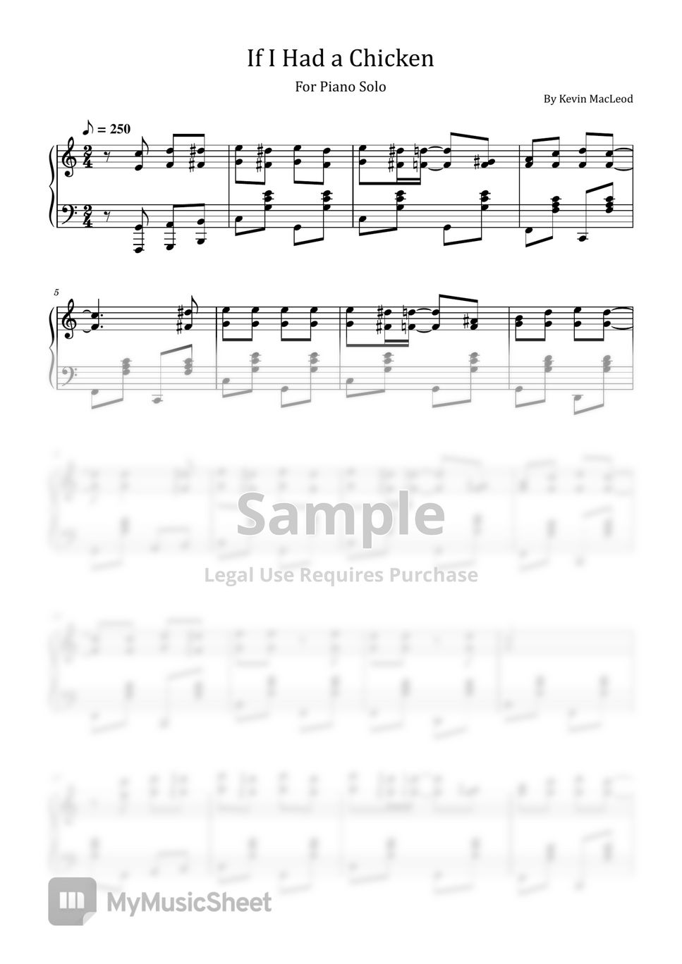 Kevin MacLeod - If I Had a Chicken (For Piano Solo) Sheets by poon